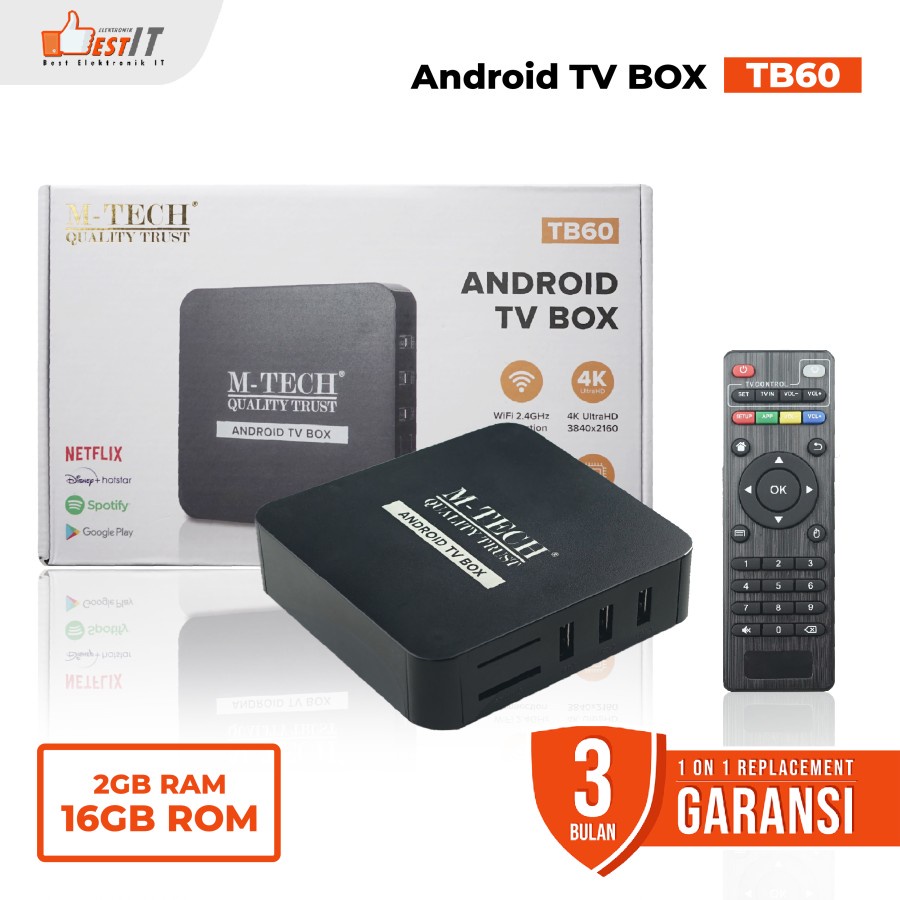 STB TV Box Android 10.1 Ultra HD 4K WIFI 2GB 16GB M-Tech TB60 Original | Lazada Indonesia