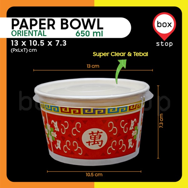 Paper Bowl - Mangkok Kertas - CHINESE ORIENTAL JADUL + TUTUP (50 set ...