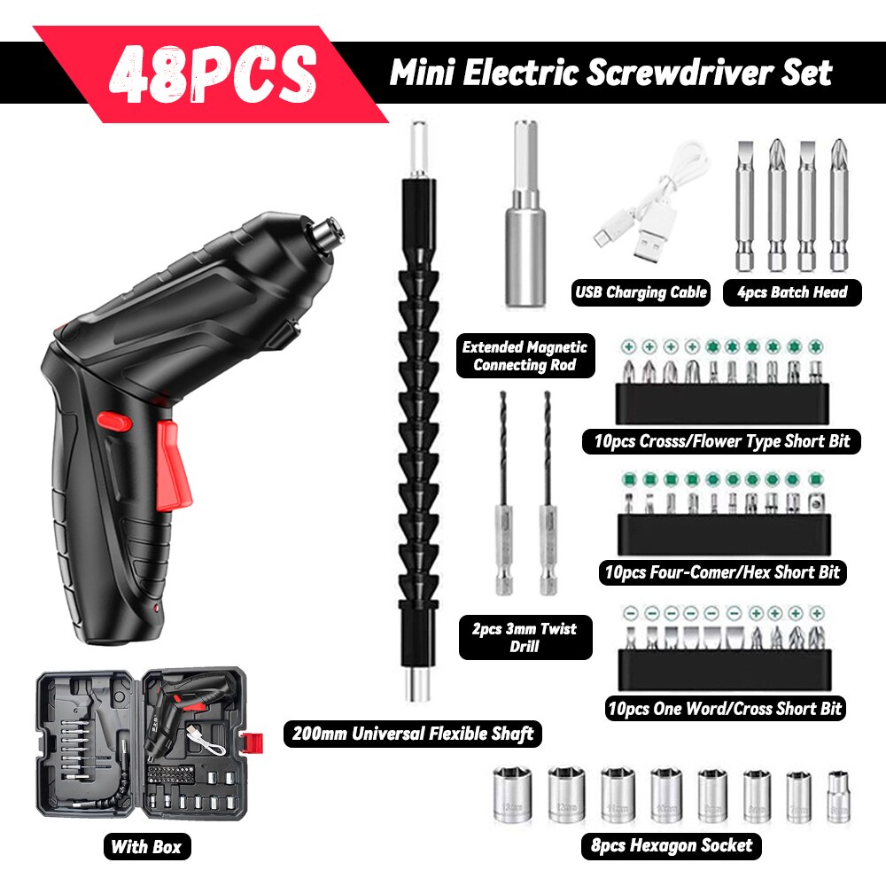 Mesin Cordless Screwdriver 48 In 1 Obeng Listrik - Elektrik Cordless ...