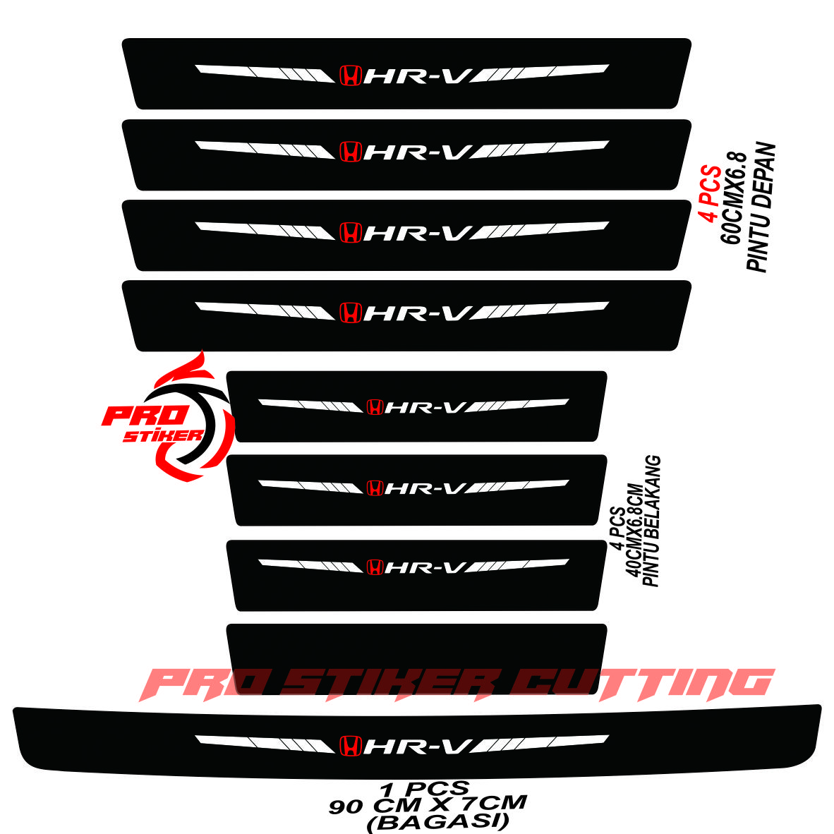 9 psc stiker carbon mobil honda hrv stiker cutting pelindung pintu ...