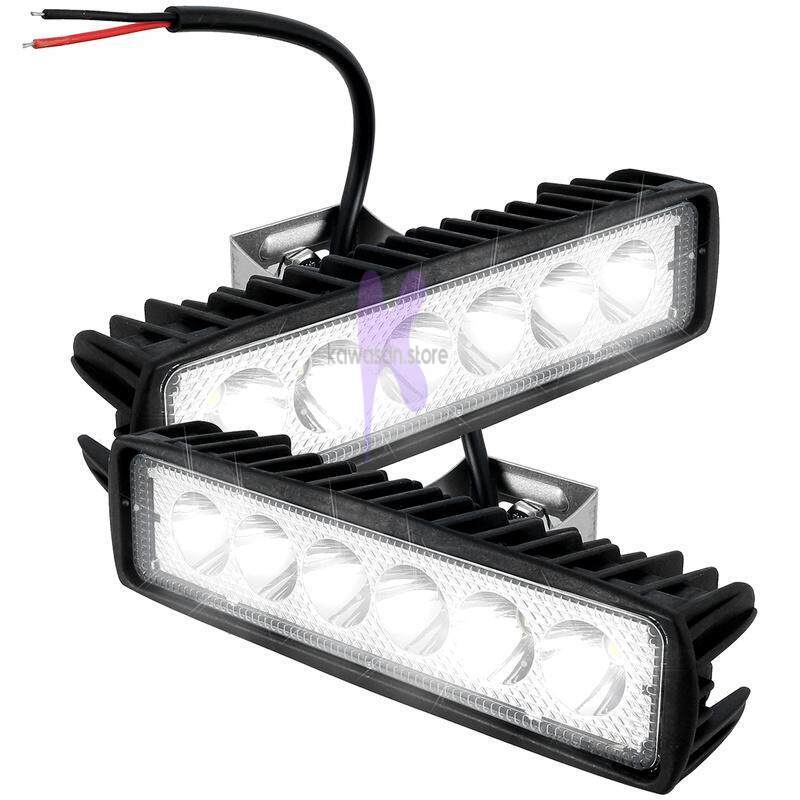 2 BH Lampu LED Mobil 12V 18W 6000K, Lampu Kerja Super Terang IP67 Tahan ...