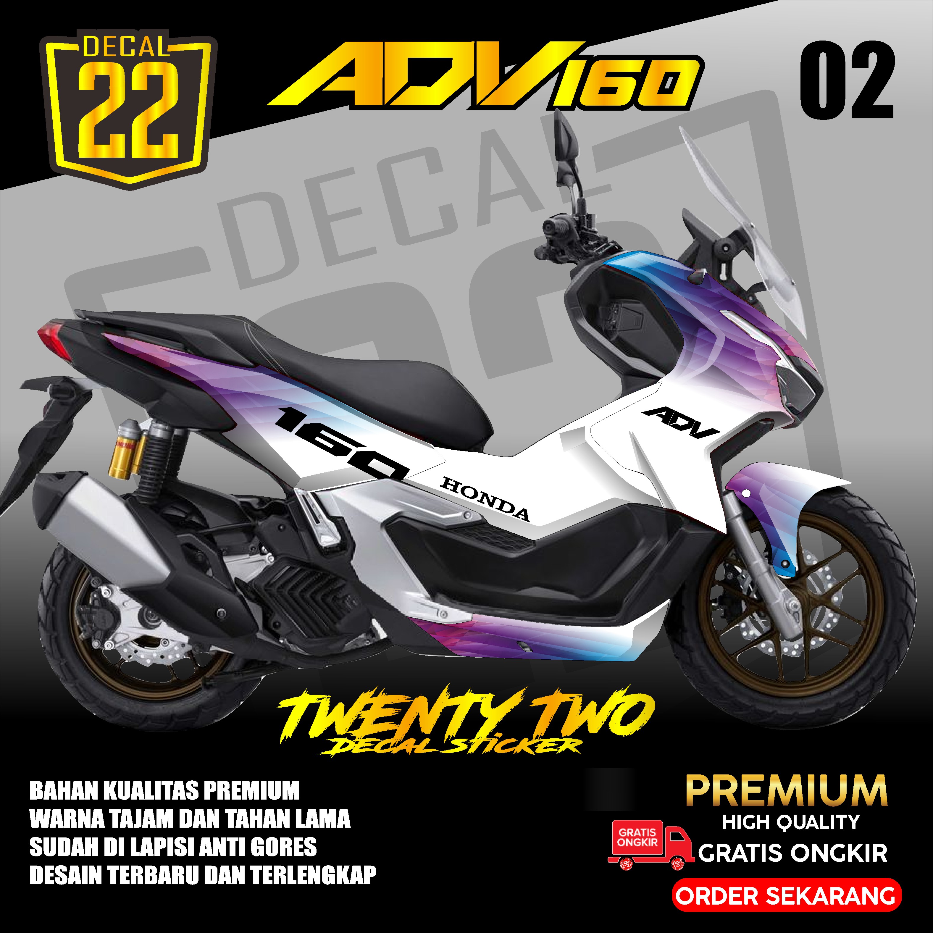 DECAL STIKER FULLBODY MOTOR HONDA ADV 160 DESAIN BARU DUA DUA DECAL ...