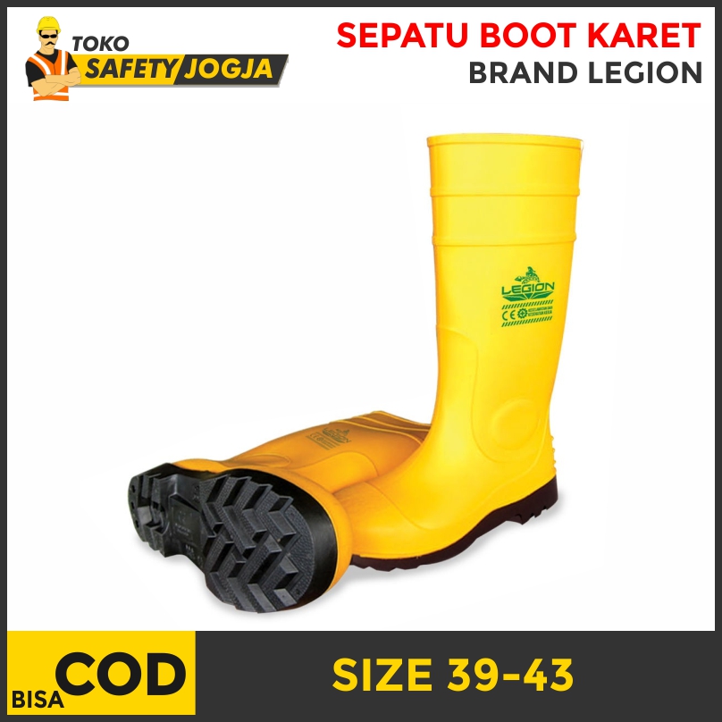 Sepatu Boot Karet Proyek Rubber Boots steel toe Anti Slip Ujung Besi ...
