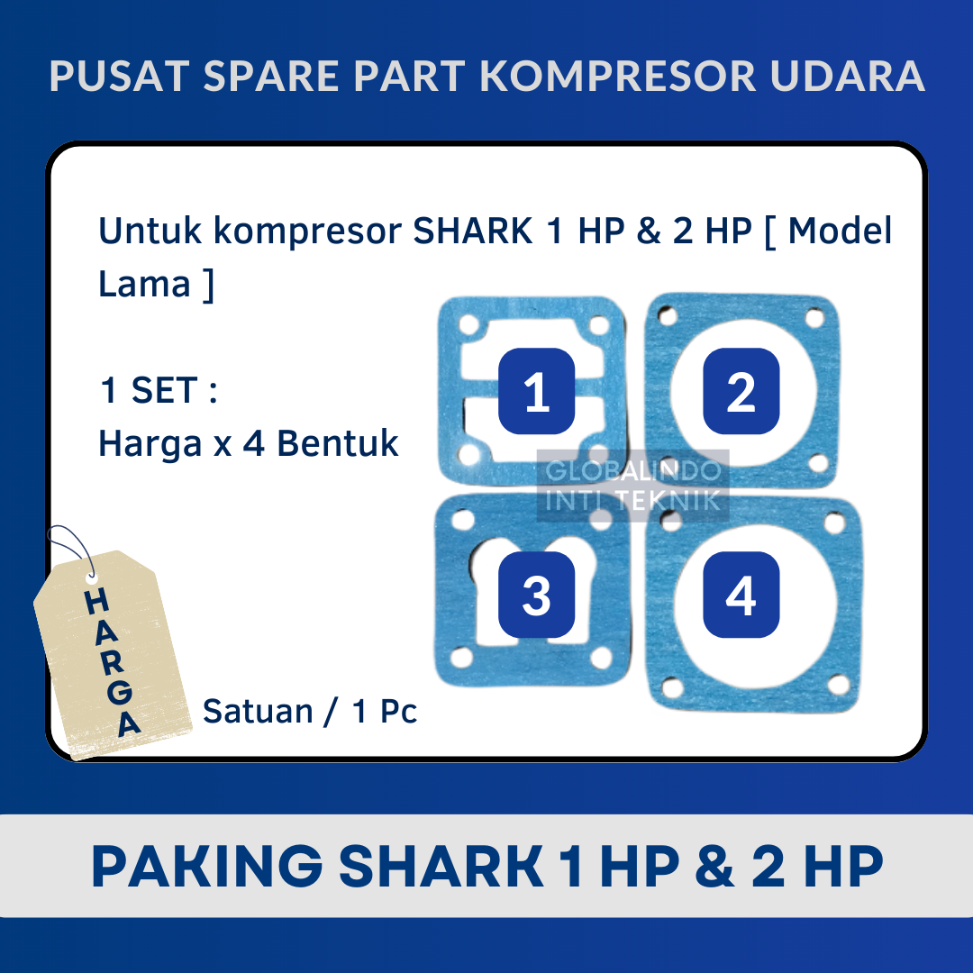 Paking Packing Gasket Kompresor Angin SHARK 1 HP & 2 HP (Model Lama ...