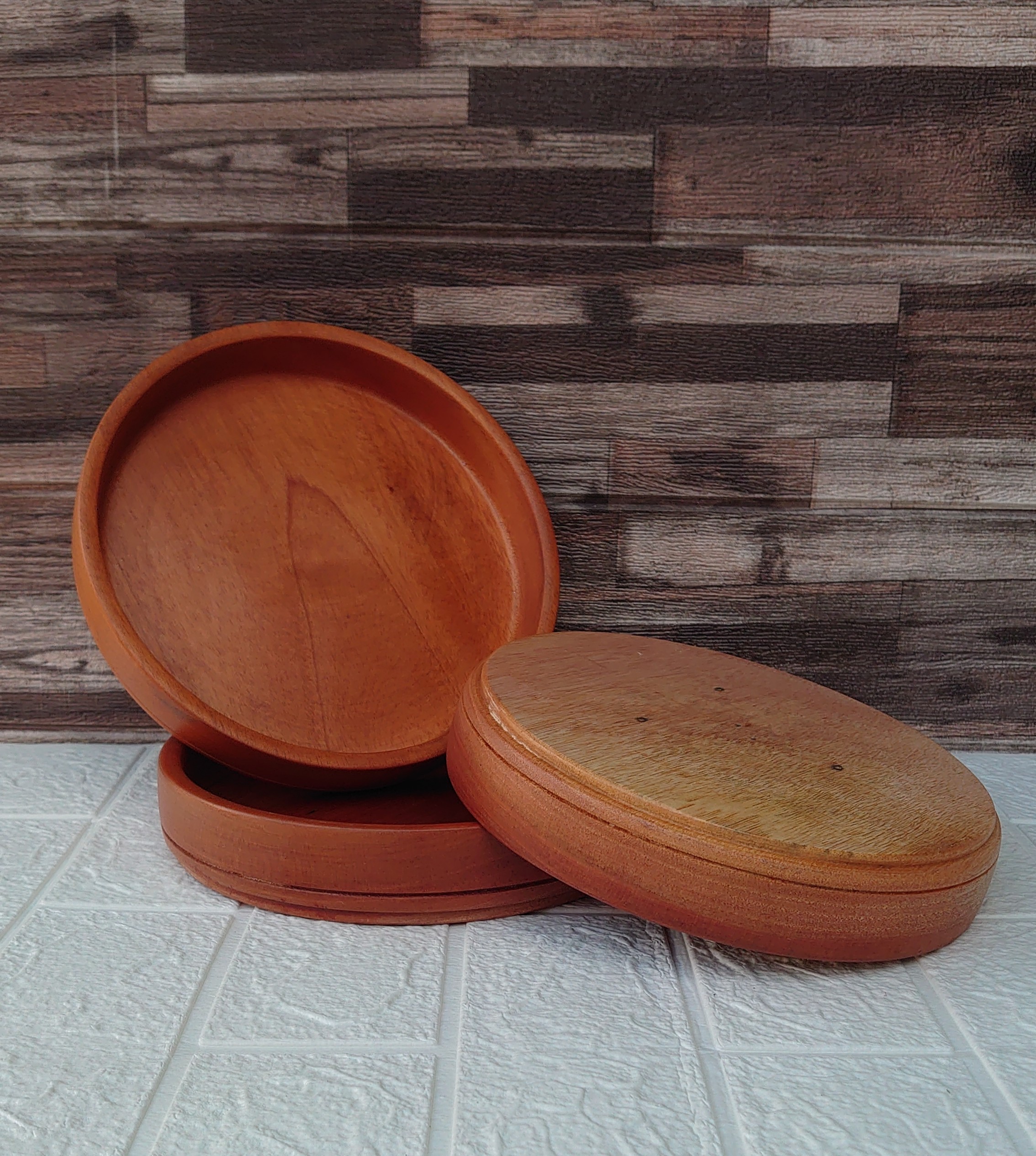 Nampan kayu diameter 24 cm Wooden Tray bulat serbaguna baki kayu baki ...
