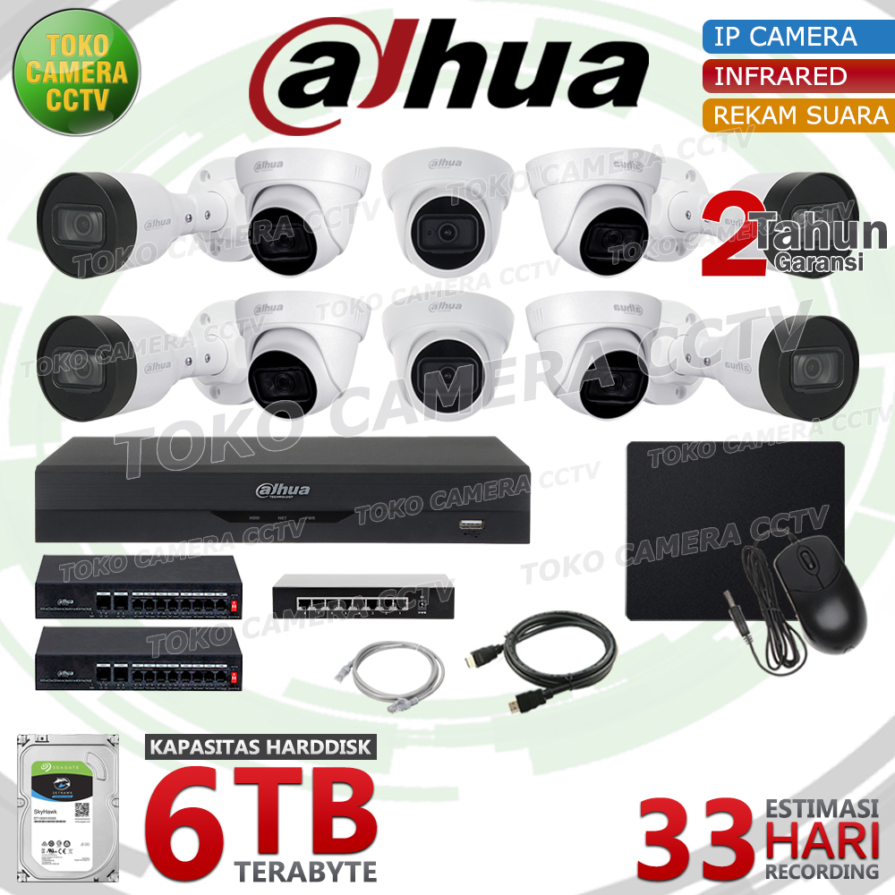 PAKET CCTV IP CAMERA DAHUA 4MP AUDIO 16 CHANNEL 10 KAMERA | Lazada ...