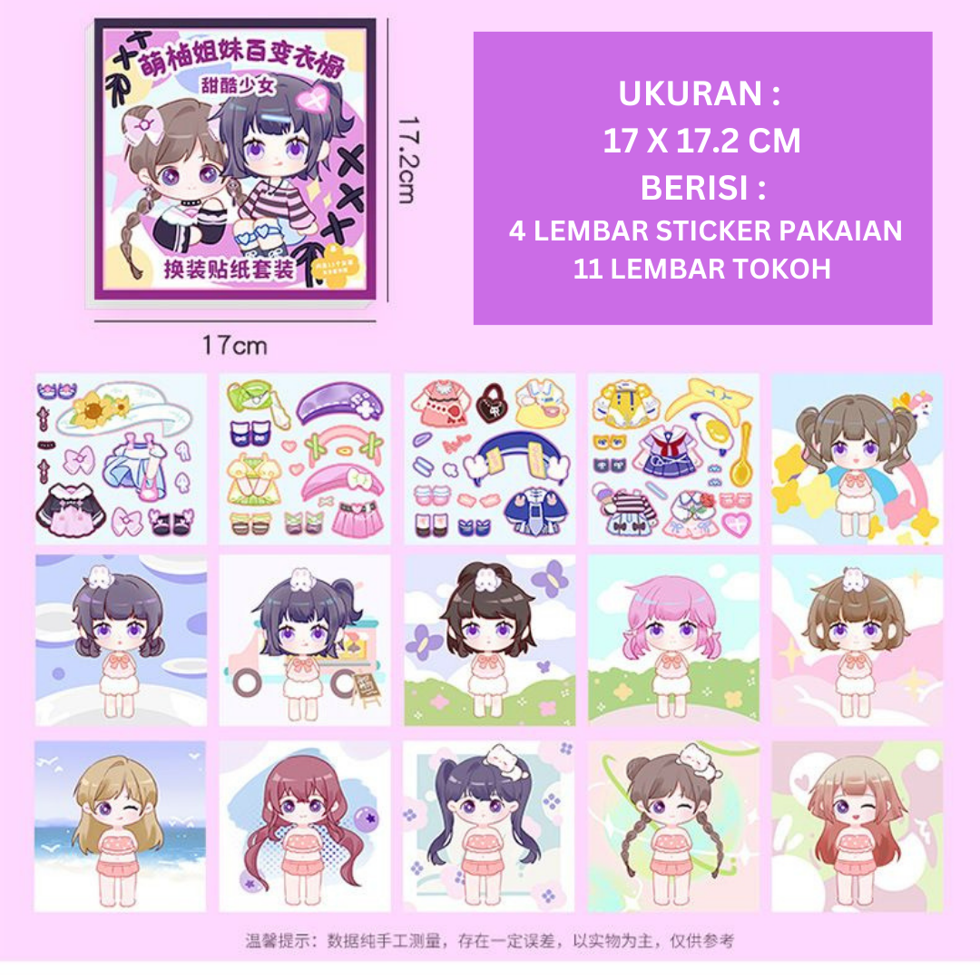 Stiker Dressup Princess Sister Change Stiker Boneka Ganti Stiker Mainan ...