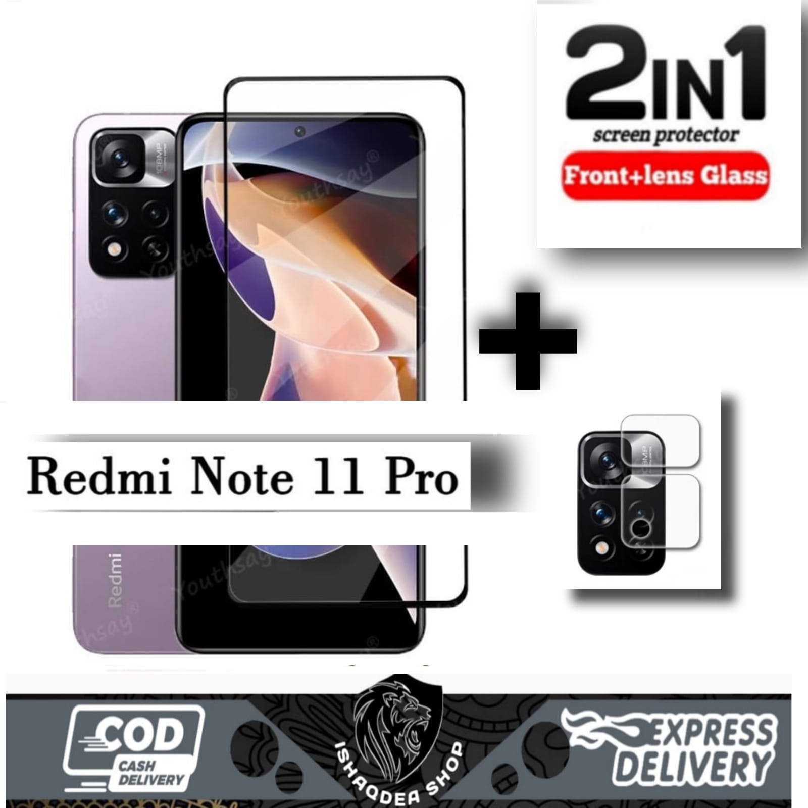 Tempered Glass Warna 2 IN 1 REDMI NOTE 11 11 PRO BONUS LENSA KAMERA ...