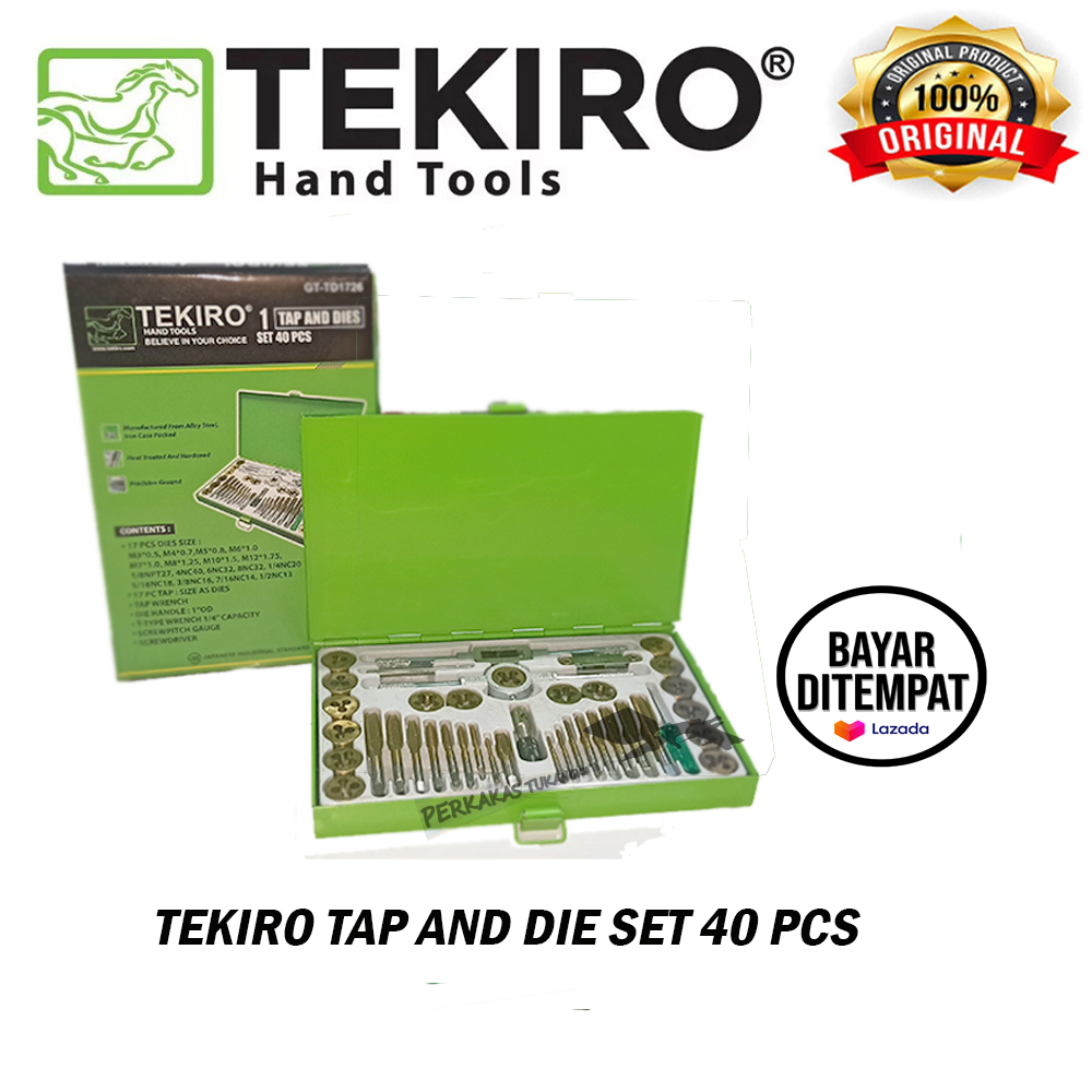TEKIRO Tap And Die Alat Snai dan Tap Ulir Baut Senai Set Isi 40pcs ...