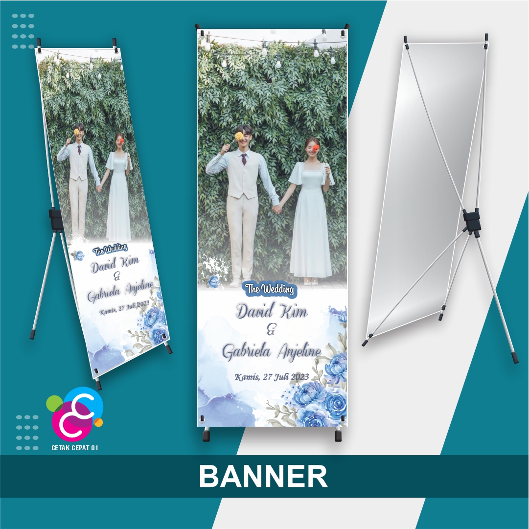 BANNER WEDDING + TIANG / STAND BANNER ACARA WEDDING / PERNIKAHAN ...