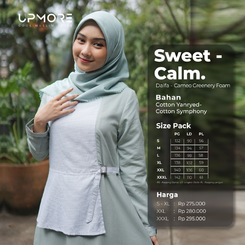 UPMORE | Gamis Upmore Daifa Cameo Greenery - Foam | Daifa Cameo Rose ...