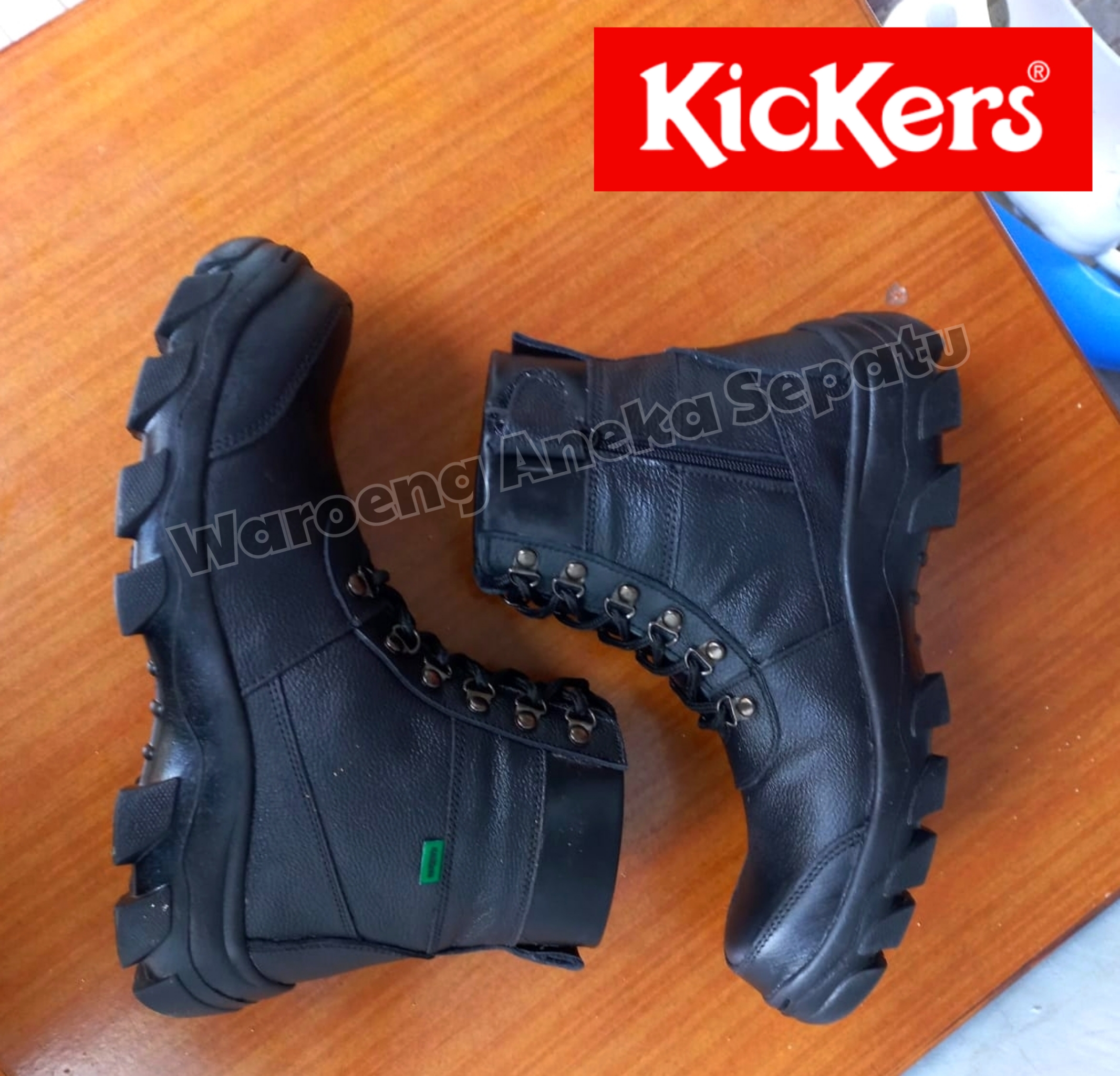 SEPATU ANKLE BOOT SAFETY BOOTS PRIA KICKERS ZIPPER RESLETING KULIT ...