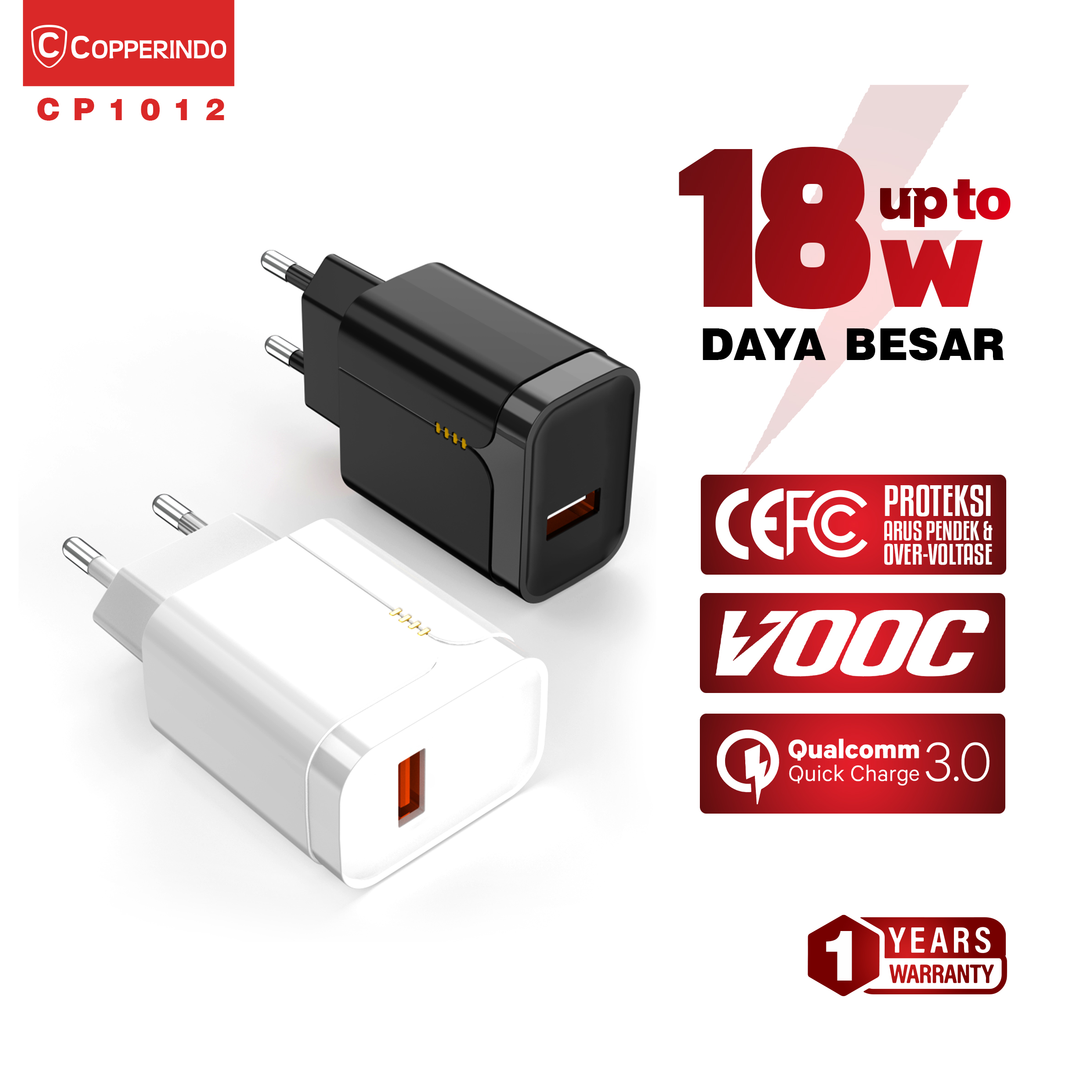 COPPER Charger CP1012 -18W Fast Charging Qualcomm + VOOC - Single Port ...