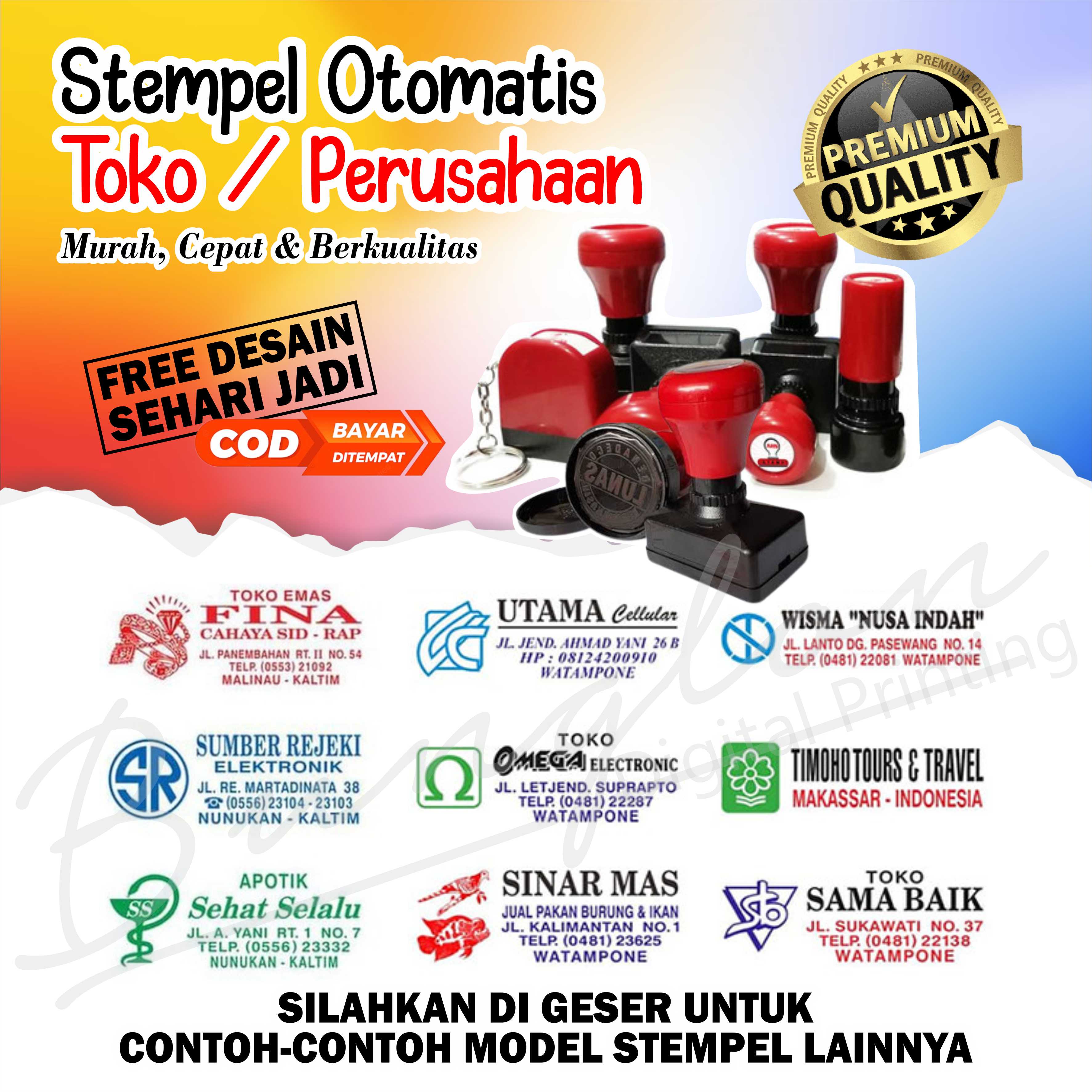 Stempel Otomatis Perusahaan, Stempel Toko, Dinas Pendidikan, Konter ...