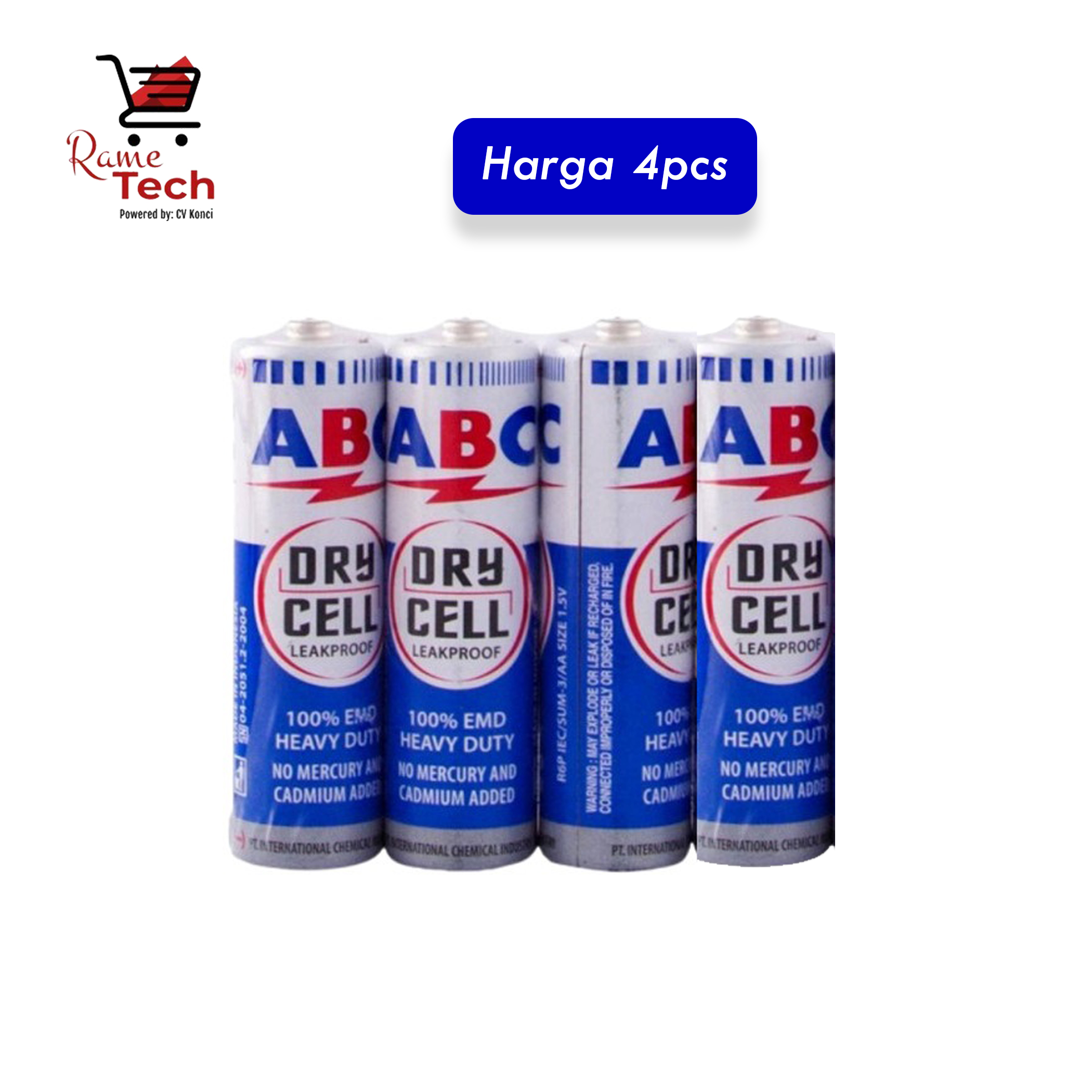 Baterai ABC Biru Dry Cell Ukuran AA R6P 1.5V - isi 4pcs | Lazada Indonesia