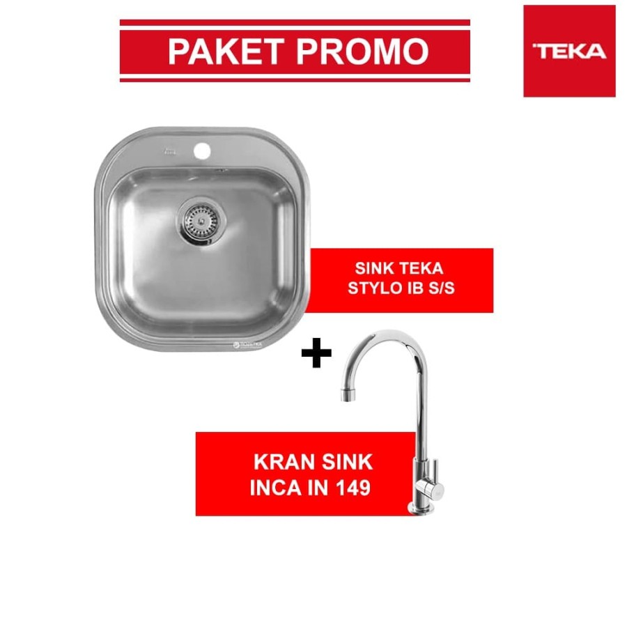 SINK TEKA STYLO 1B S/S + KRAN DINGIN (COLD ONLY) | Lazada Indonesia