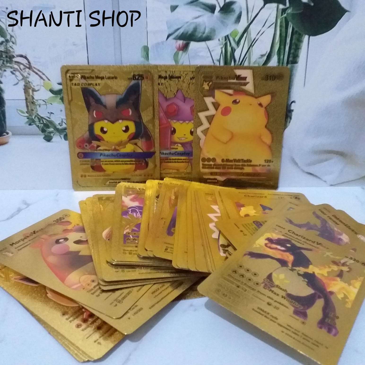 20 Lembar Pokemon Emas Foil Kartu Anime Kartun Pokemon Versi Bahasa ...