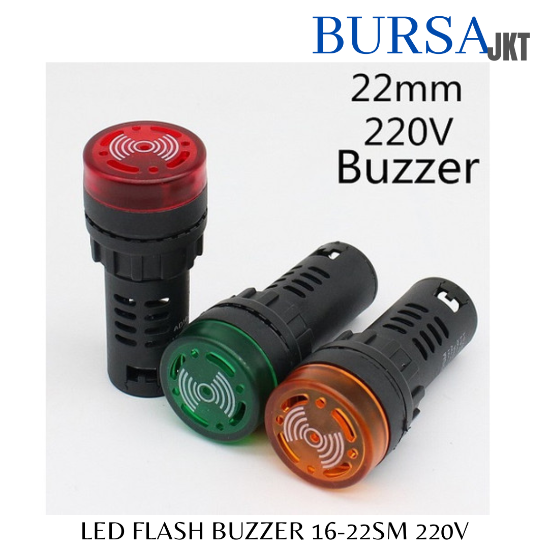 LAMPU FLASH BUZZER LED PILOT BEEPER ALARM SIGNAL AD 16-22SM 12V 24V 220 ...