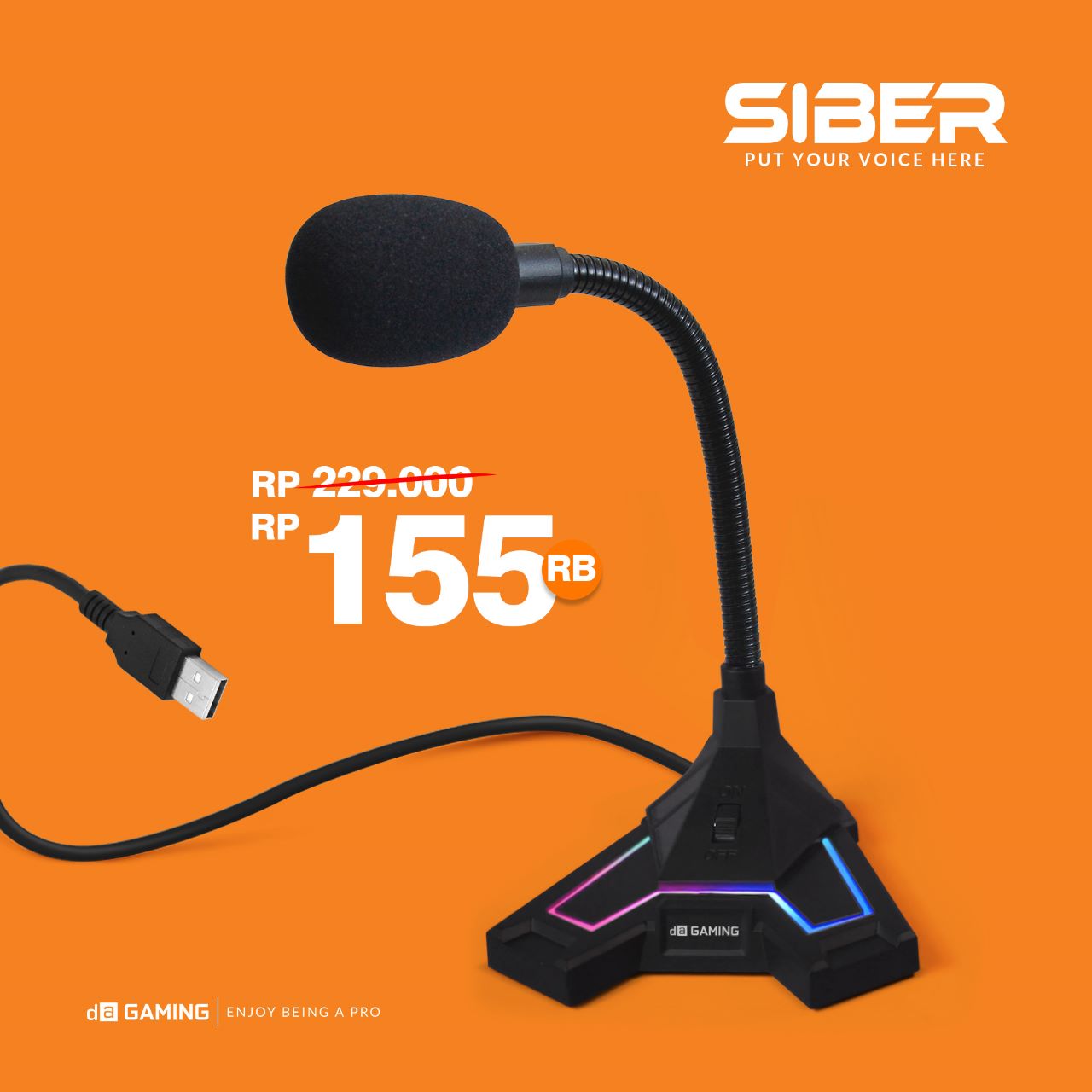 Digital Alliance Gaming Portable USB Microphone SIBER with RGB LED ...