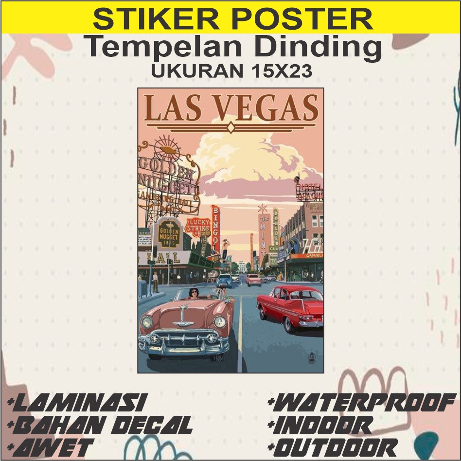 Sticker Poster Retro Vintage Style Tempelan Dinding Ukuran 15x23 ...