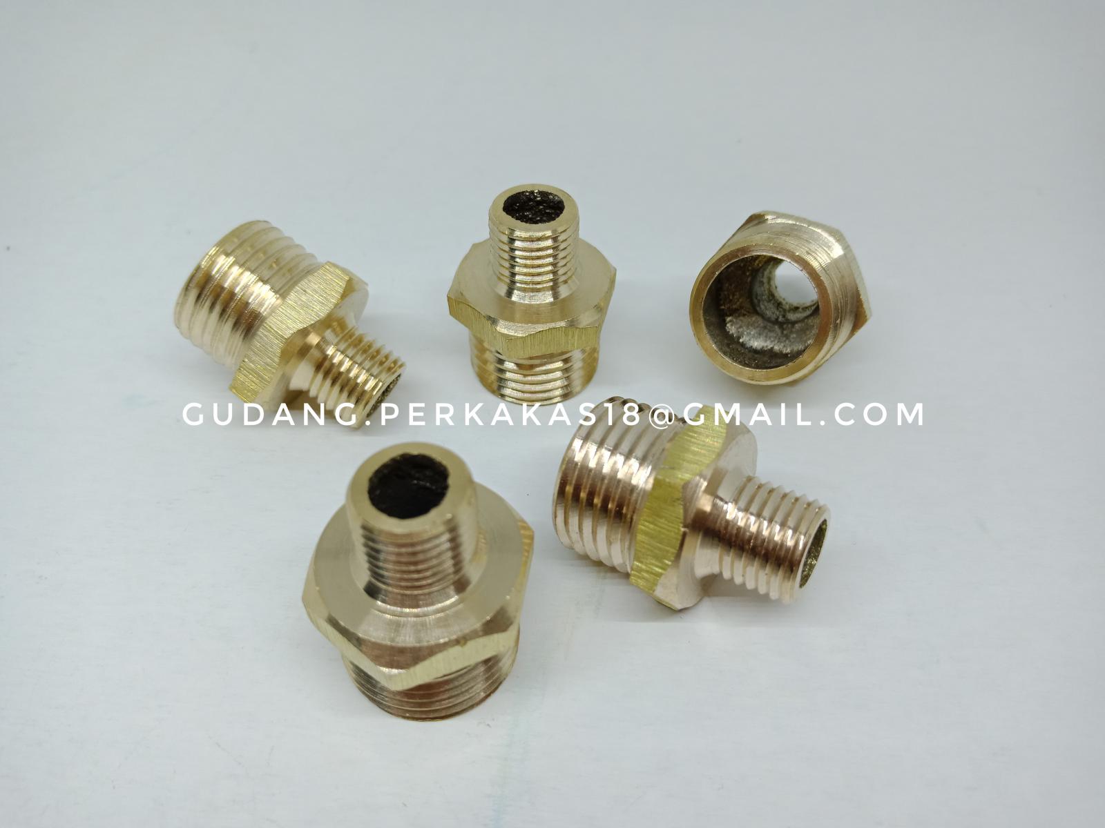 Double Nepel 1/2 x 1/4 Inch Double Nepple Drat Luar Kuningan Adapter Drat Pipa Sambungan Pipa ...