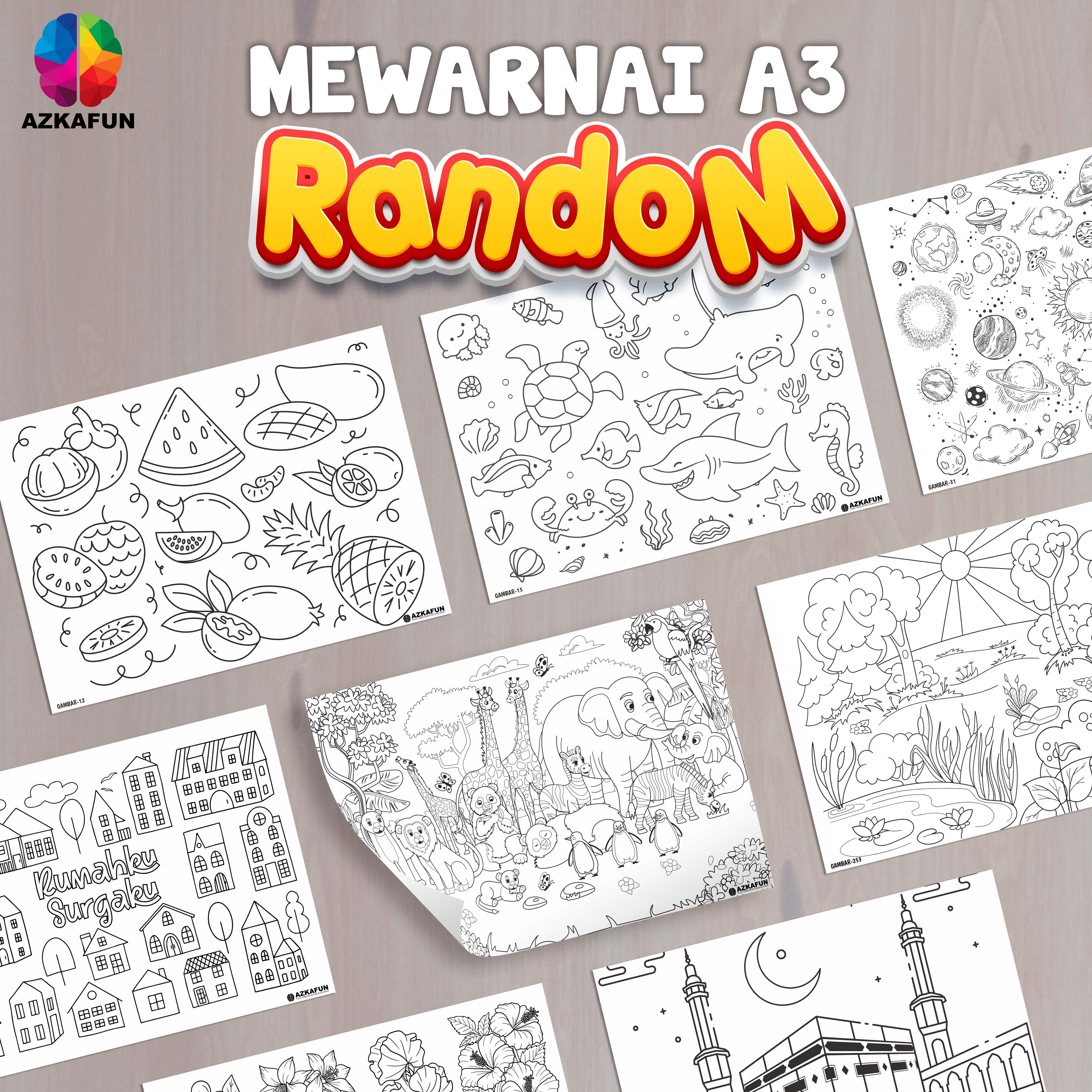 Kertas Mewarnai A3 RANDOM/ACAK - lembar mewarnai anak | Lazada Indonesia