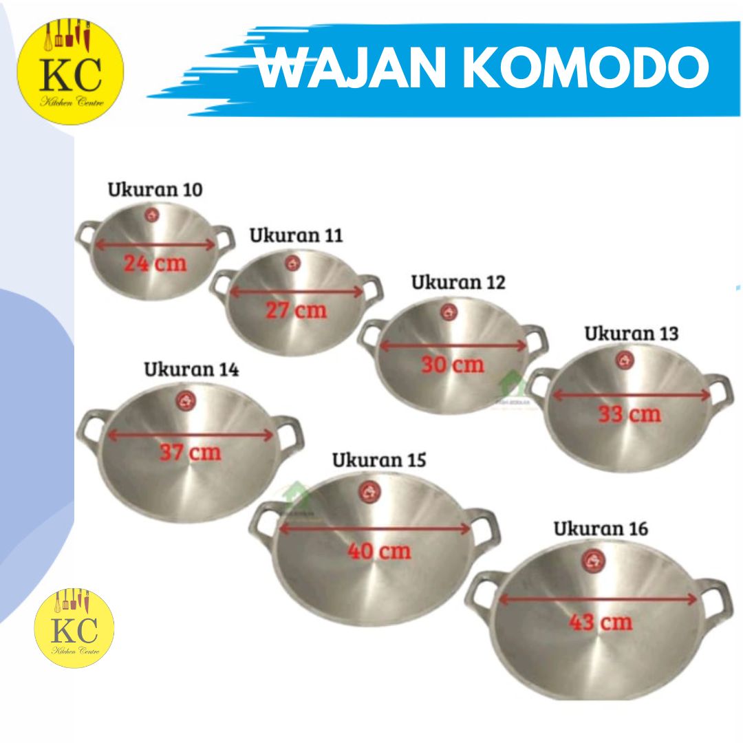 Wajan/Kuali/ Penggorengan Ukuran 10,11,12,13,14,15 Merk Cap Komodo ...