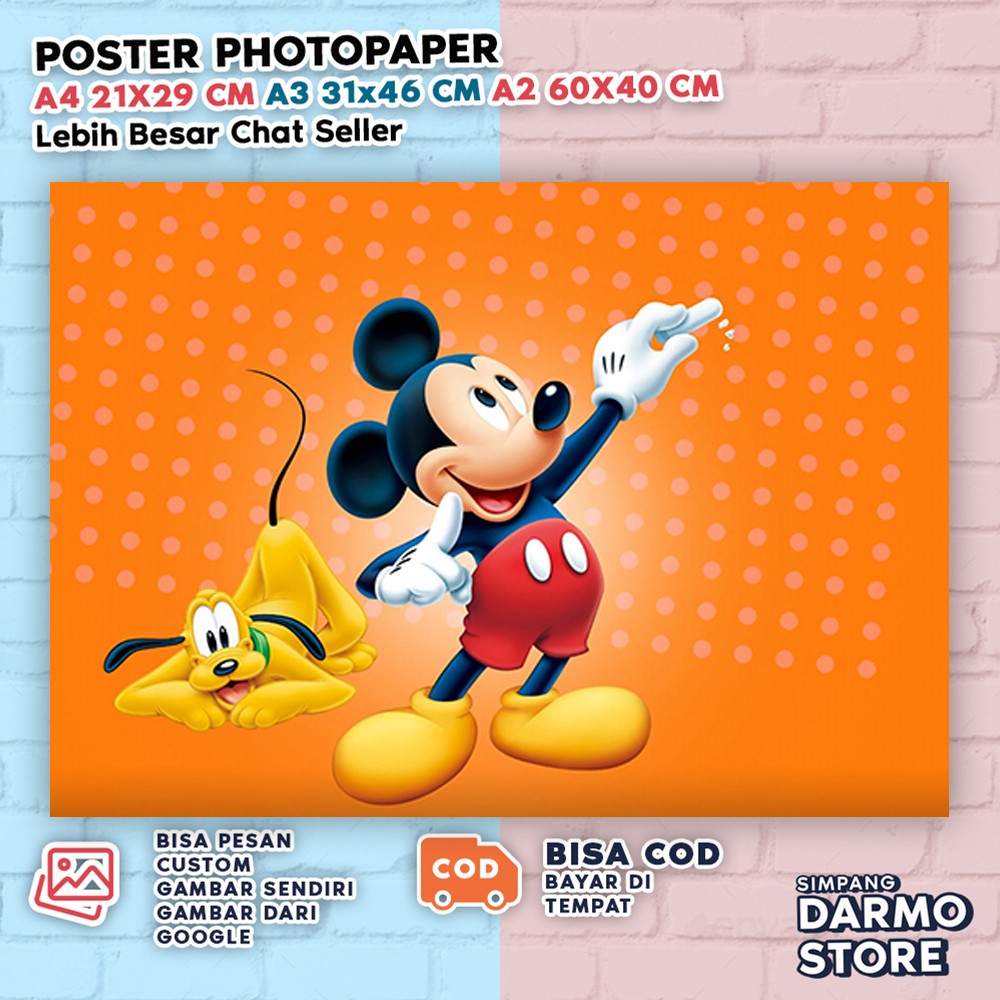 Poster Mickey Mouse Kartun Hiasan Dinding Anak Miki Mos si Tikus ...