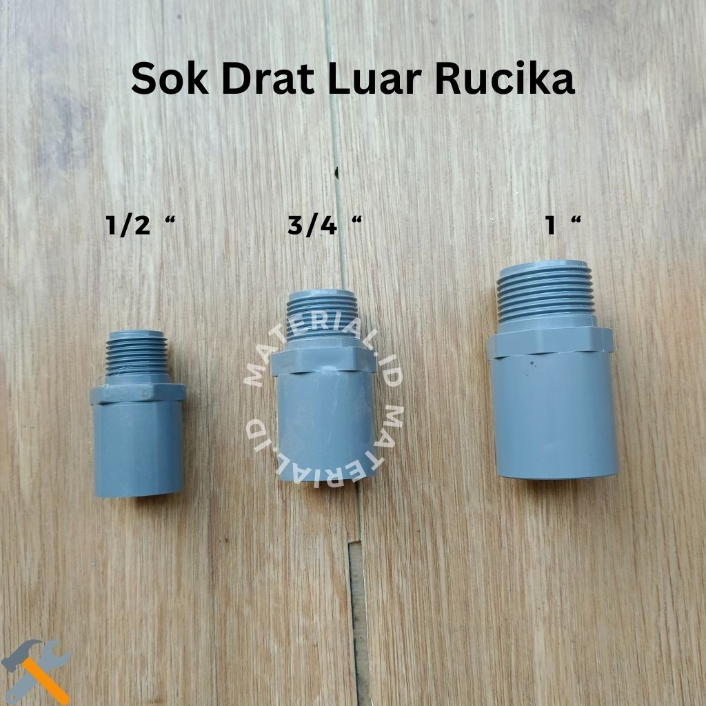 Sok Drat Luar SDL 1/2 3/4 1" Inch Rucika Pipa Sambungan Pralon Peralon ...