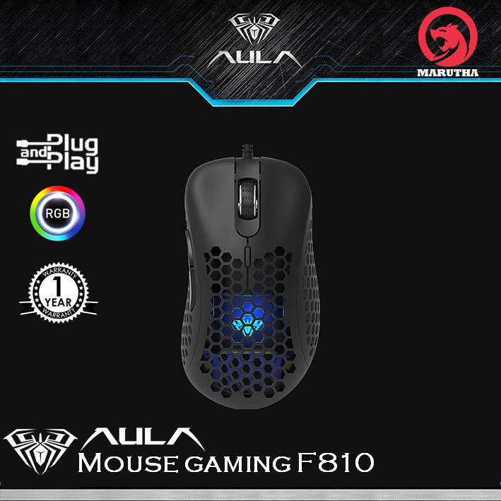 Aula Mouse Gaming Honey Comb F-810 / F810 With RGB effects-6400DPI ...