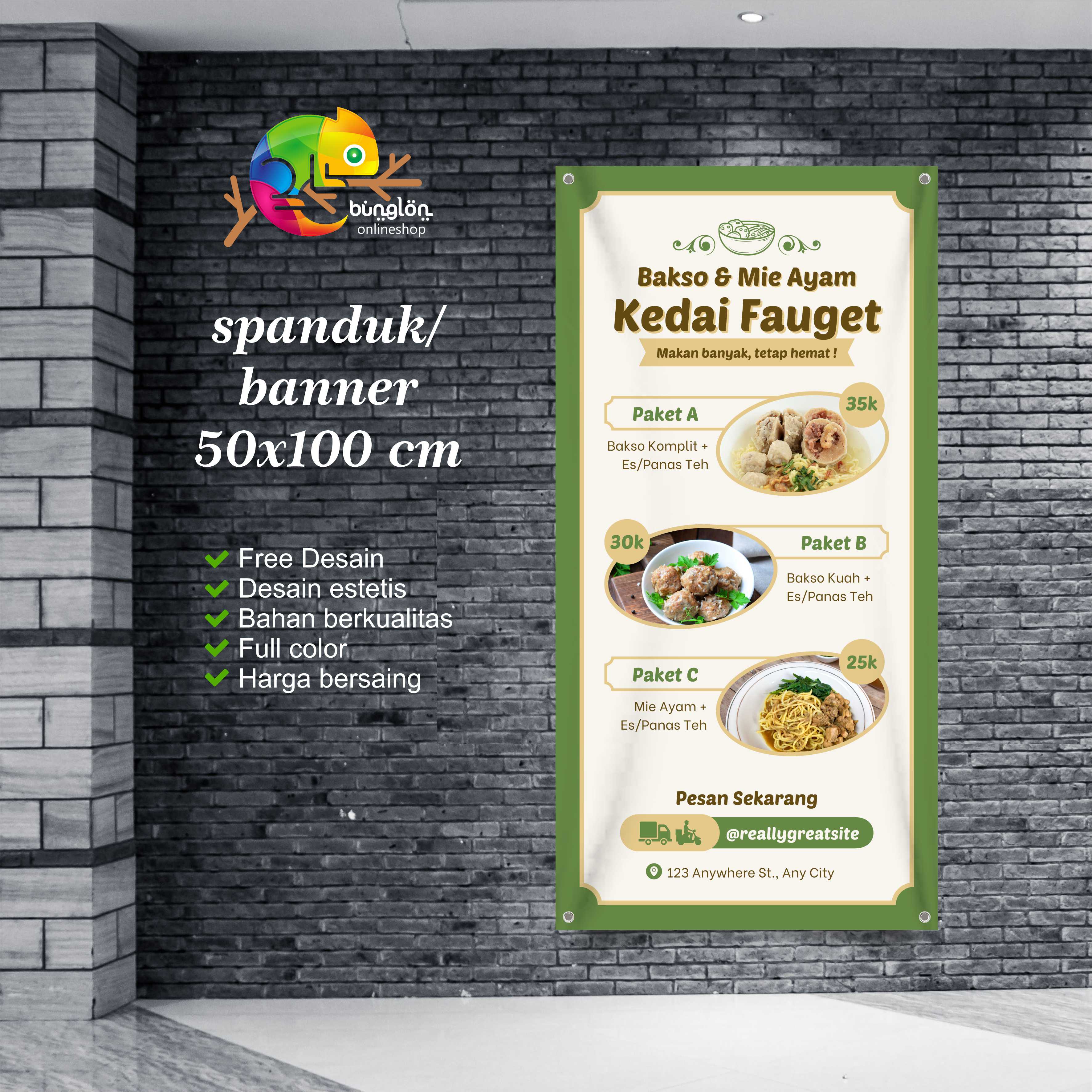 Cetak Spanduk Banner Hijau simpel kolase daftar menu dan harga jualan ...