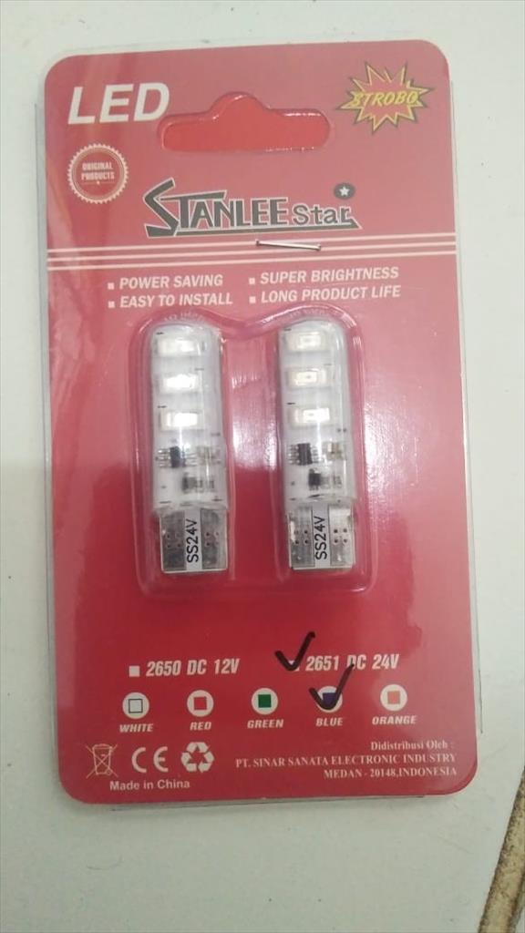 Bohlam Lampu Colok Ceblok Tusuk LED Strobo T13 24V Biru Stanlee Star ...