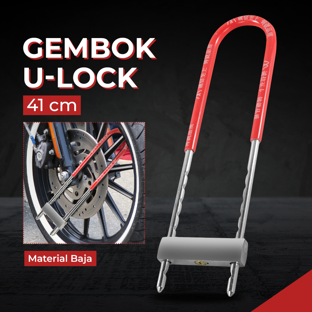 Gembok U-Lock Panjang Velg Ban Motor Sepeda Anti Maling Proteksi Ganda ...