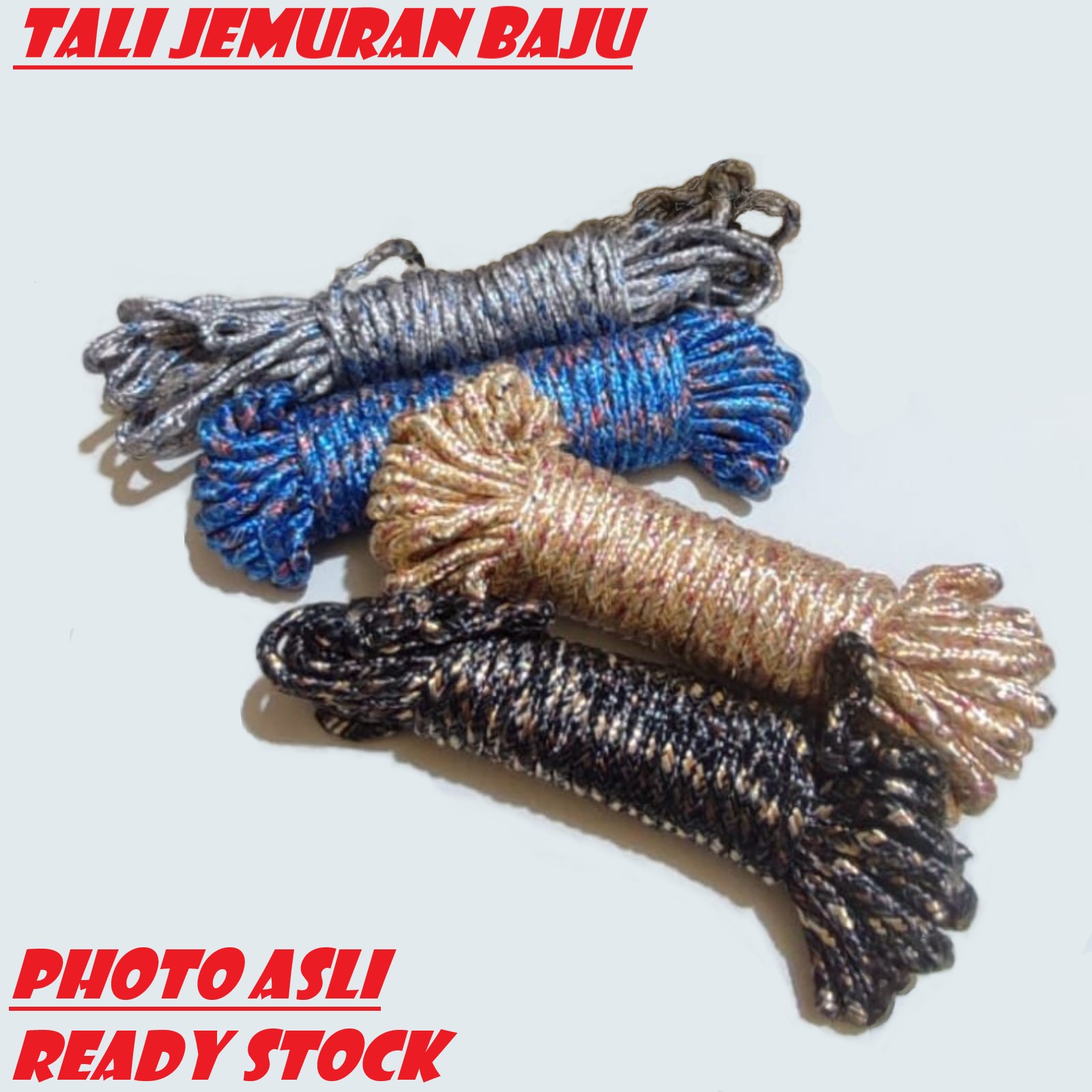 Tali Jemuran Gantungan Baju 10m Anti Slip / Ikat Tambang Nilon Kemah ...