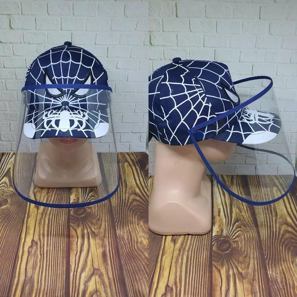 Topi Anak Baseball Spiderman/ Face Shield Anak-spiderman Jaring ...