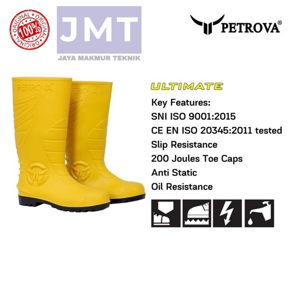 Sepatu Safety Boot Karet Petrova Ultimate Boots Proyek Steel Toe PVC | Lazada Indonesia