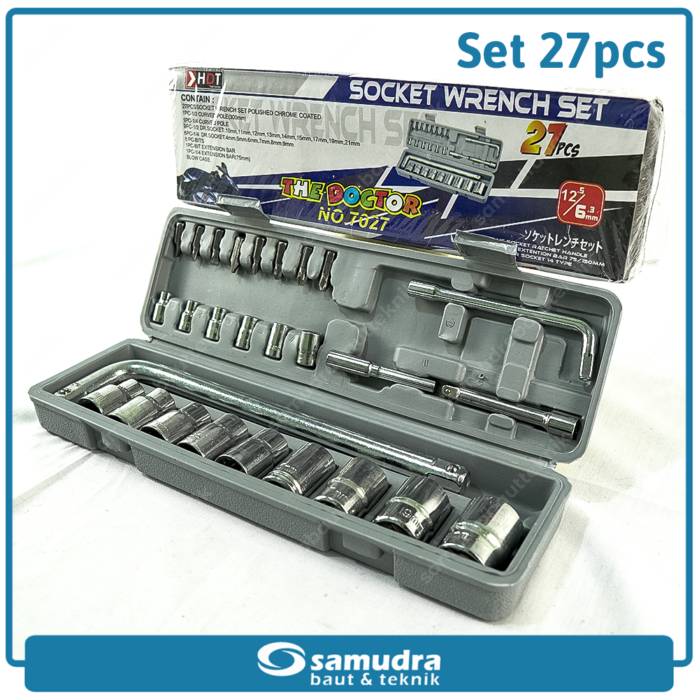 HDT Kunci Sok Set 27 pcs Alat Bengkel Motor Sock Shock Socket Set 27pc ...