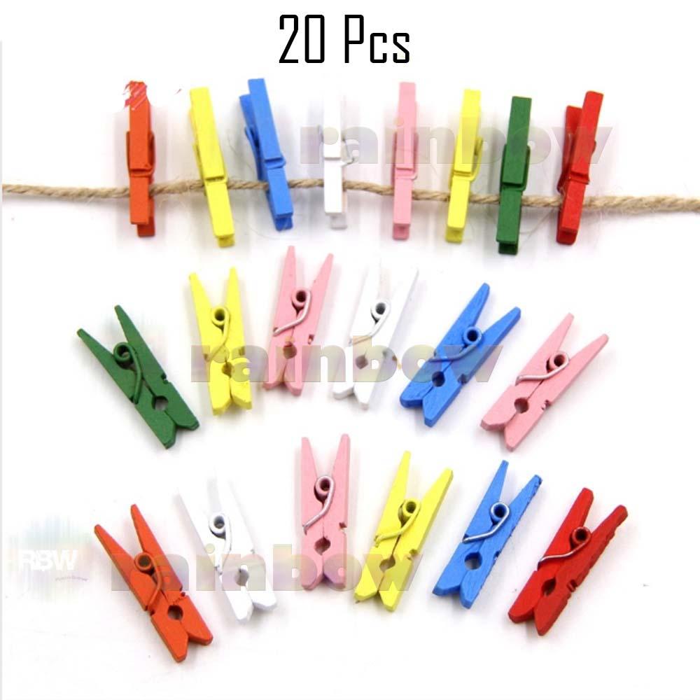 20 Pcs - Jepitan Foto Jepitan kayu Wooden Clip wood Clothes Pin Craft ...