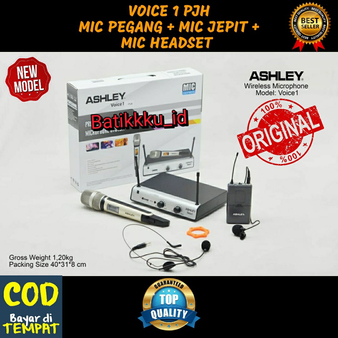[ORIGINAL BISA COD] MIC WIRELESS ASHLEY VOICE 1 ORIGINAL PJH MIC PEGANG ...