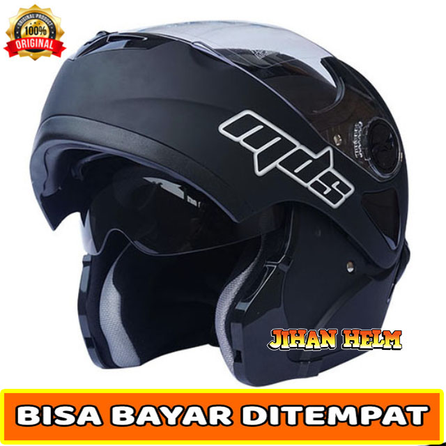 helm mds modular / helm full face mds pro rider black doft termurah ...