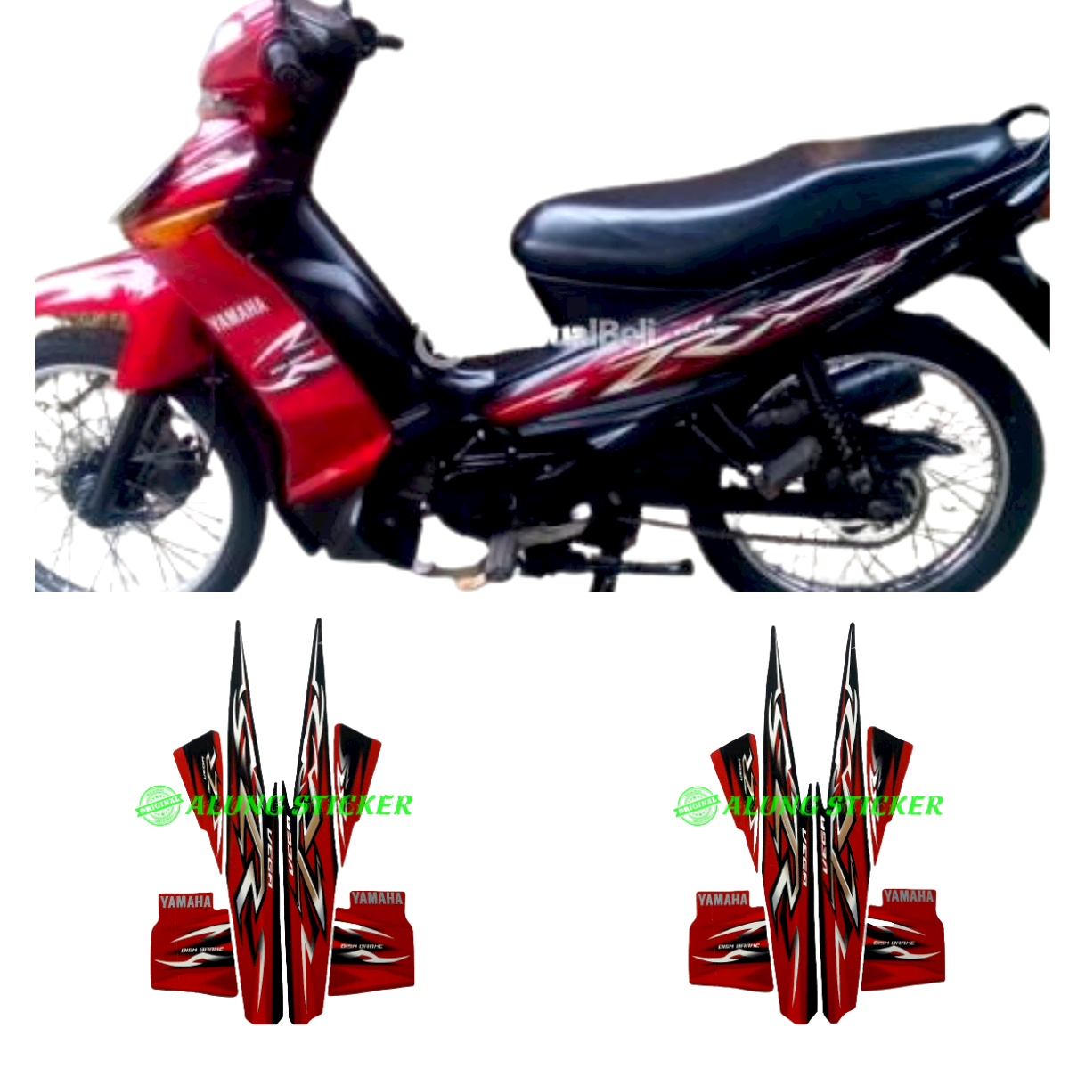 STIKER STRIPING LIST LES BODY MOTOR YAMAHA VEGA ZR 2009 HITAM-MERAH ...