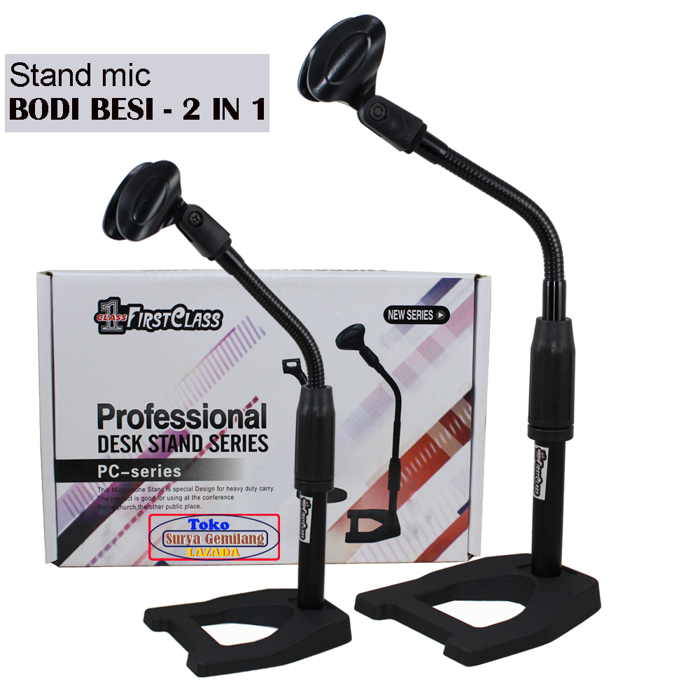 Stand Mic Meja FISRTCLASS Standmic Bodi Besi Fungsi 2 in 1 Microphone ...