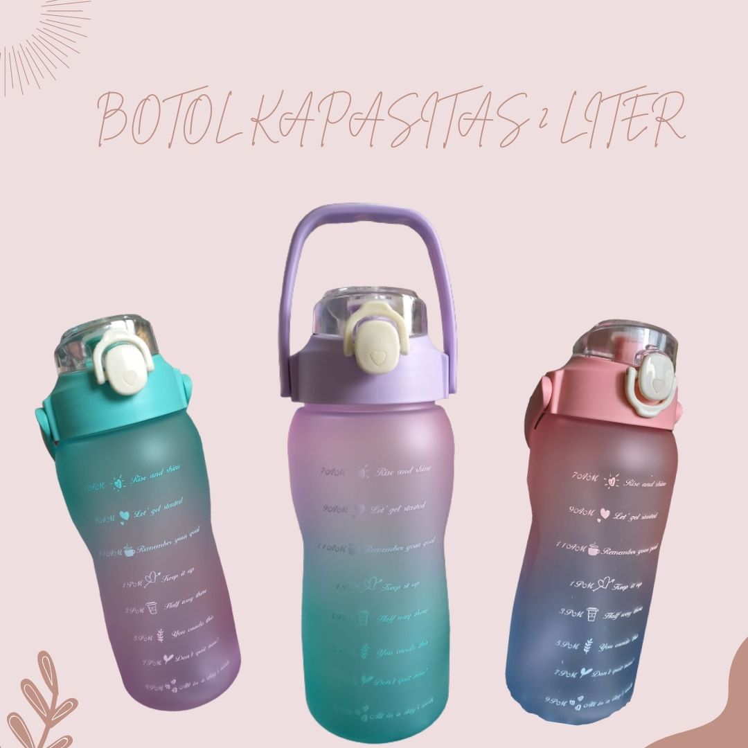 Botol Minum Sport Viral 2 Liter Gradasi with Motivasional Quote - My ...