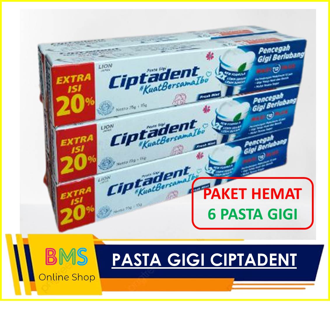 PAKET HEMAT 6 PASTA GIGI CIPTADENT 75 GR ODOL PERAWATAN GIGI DAN GUSI ...