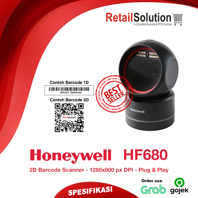 Barcode Scanner 2D QR CODE USB - Honeywell HF680 / HF-680 / HF 680 | Lazada Indonesia