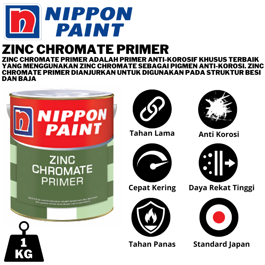 NIPPON PAINT ZINC CHROMATE PRIMER 1KG CAT BESI ANTI KARAT NIPPON PAINT ...