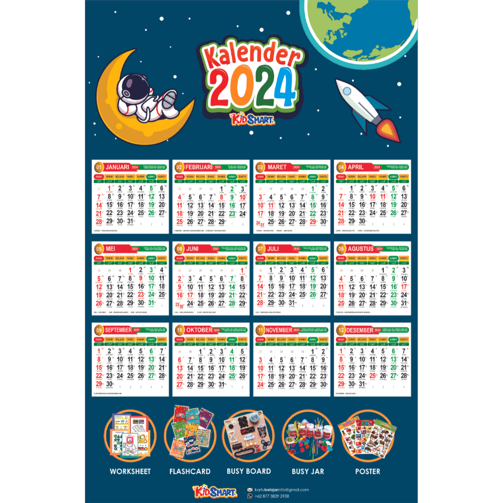 POSTER KALENDER DINDING KIDSMART EDUKASI | Lazada Indonesia