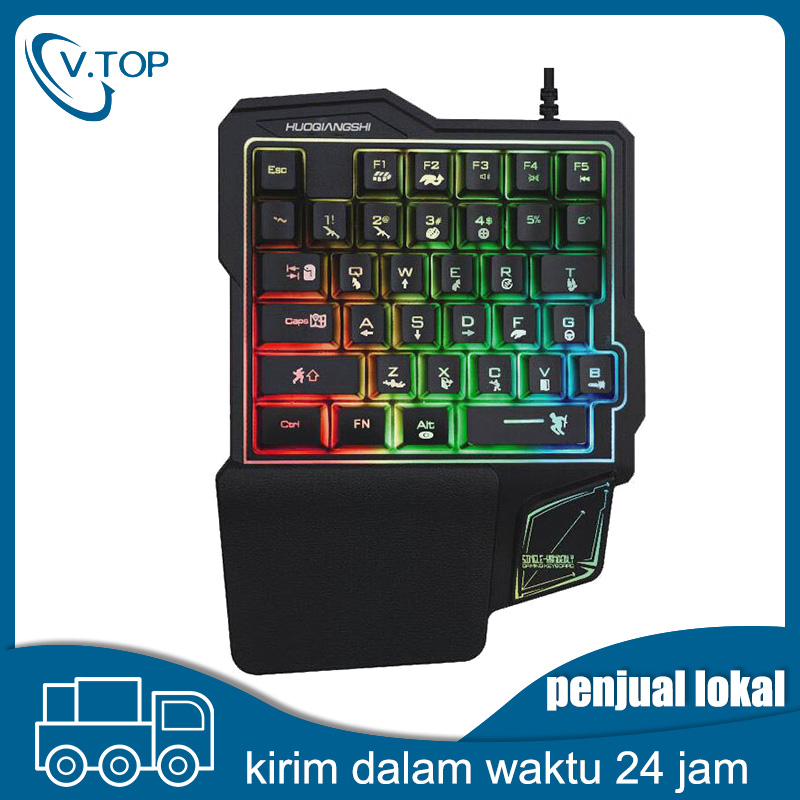 V.TOP Keyboard Gaming, Keyboard Mekanikal Satu Tangan RGB | Lazada ...