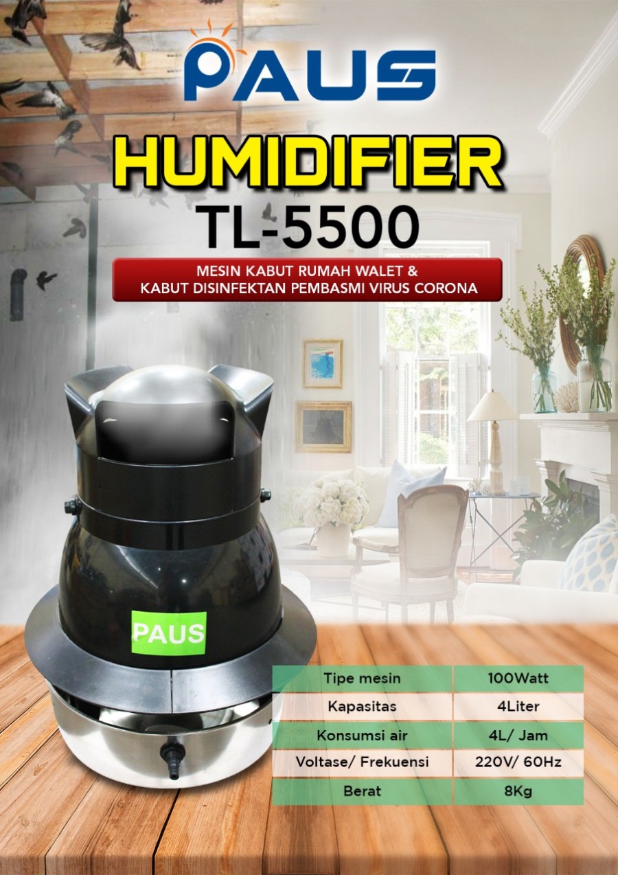 Mesin Kabut Mesin Embun Humidifier Rumah Walet Paus TL 5500 Terlaris ...