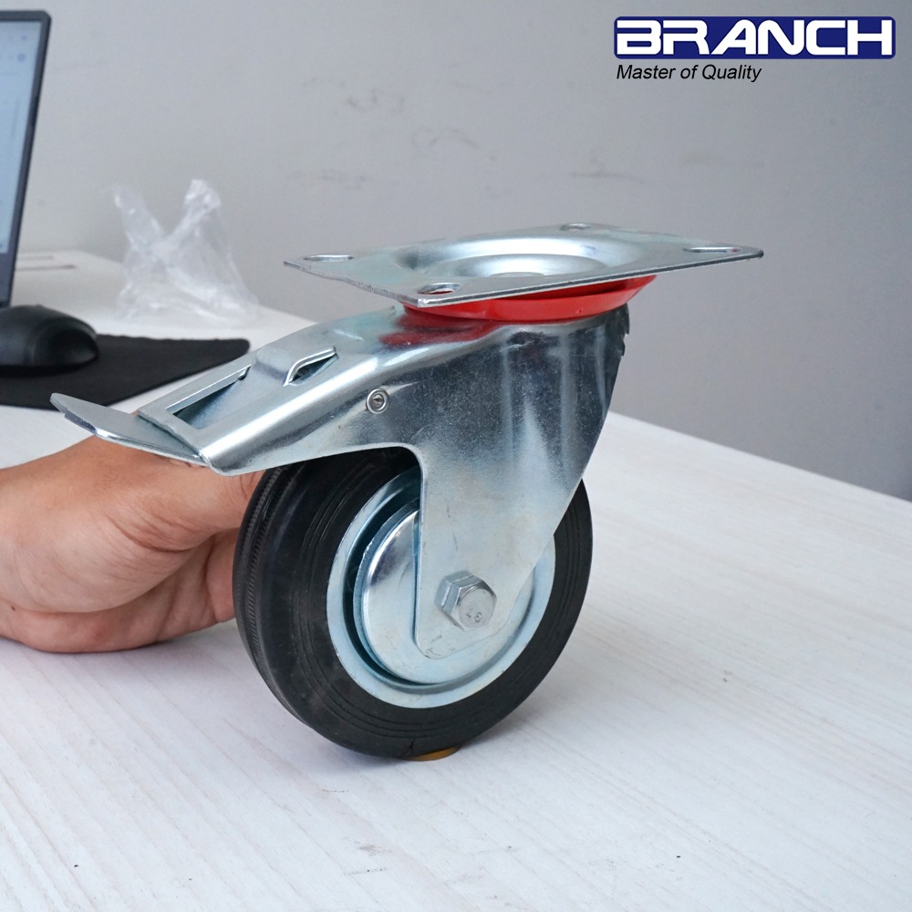 Roda Troli Karet HITAM + REM 4 Inch 3 Inch Roda Kastor Caster Etelase ...